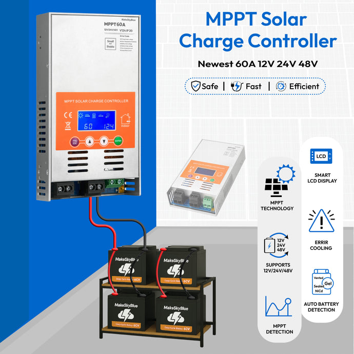 Newest 60A 12V 24V 48V MPPT Solar Charge Controller V124 for Lead-acid – MakeSkyBlue