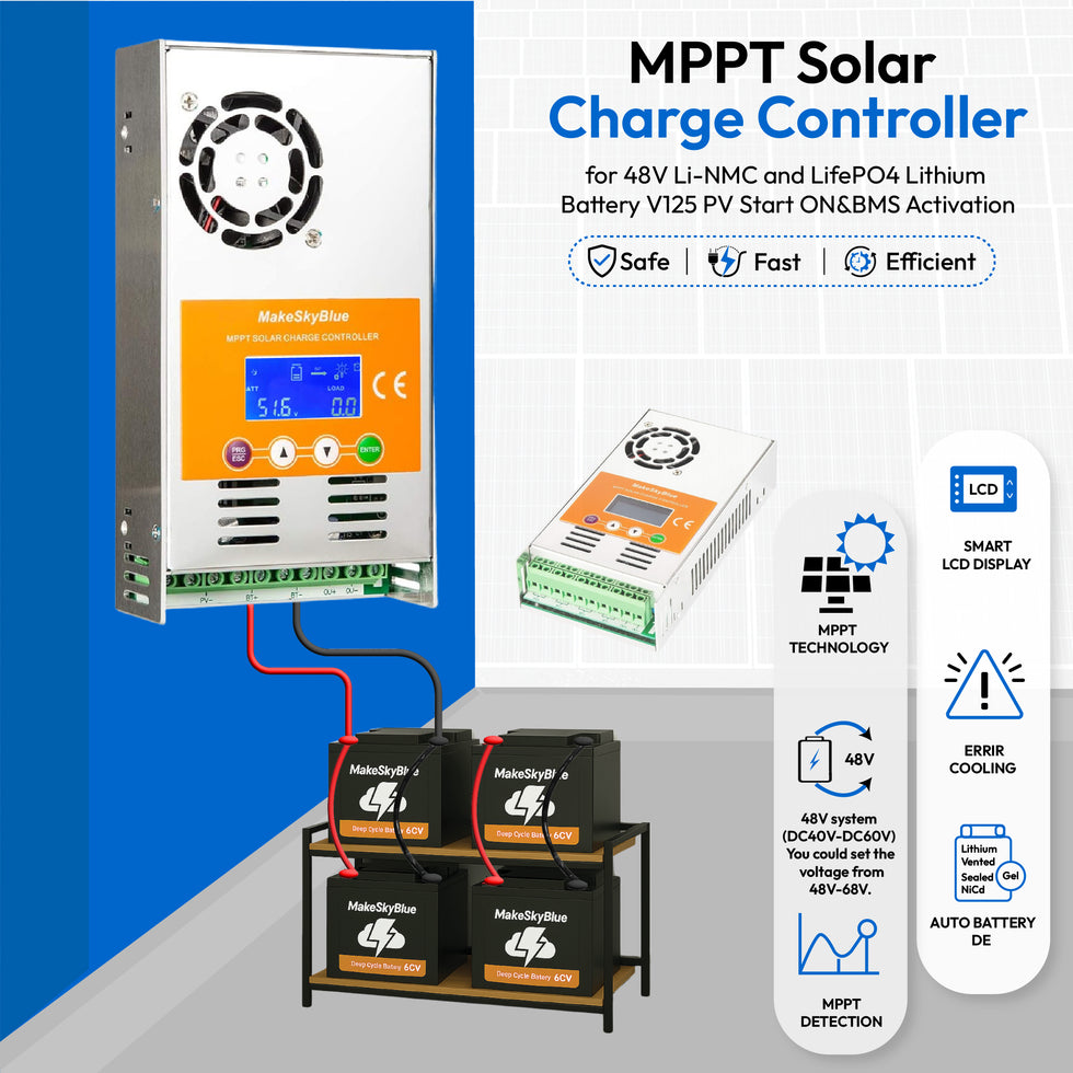 60A 48V MPPT Solar Charge Controller for 48V Li-NMC and LifePO4 Lithiu ...