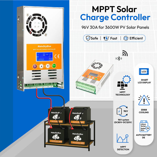 96V 30A Wifi MPPT Solar Charge Controller for 3000W PV Solar Panels ...